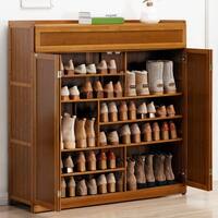 Hall Tree Storage Cabinet with 4 Hidden Hooks, Bench, and Open ...
