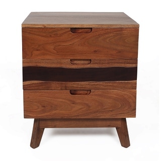 Brown Bedside Table Wooden Nightstand Storage Bed Side Table, Natural ...