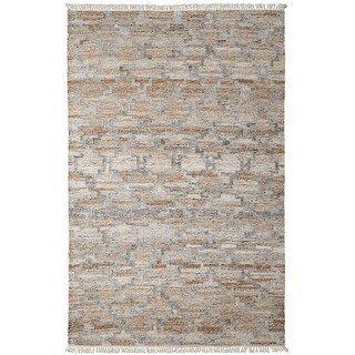 HomeRoots 4' X 6' Tan Gray And Ivory Geometric Hand Woven Stain ...