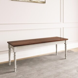 Lafayette Medium Brown and White Wood Bench - Bed Bath & Beyond - 37150204