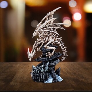 ICE ARMOR 10.5"H Skeleton Dragon on Stone Mountain Figurine - Bed Bath ...