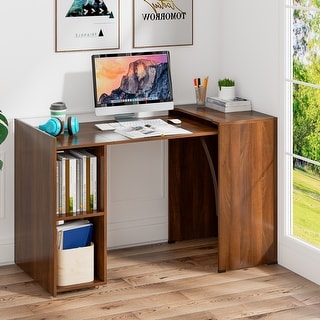 Extendable Computer Desk Reversible Desk w/ Mobile Shelves - Bed Bath ...