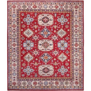 Shahbanu Rugs Candy Red Pure Wool Denser Weave Vegetable Dyes Kazak ...