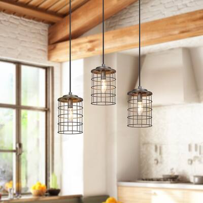 Modern Farmhouse 1-Light Metal Cage Pendant for Kitchen Island - D5"*H7 ...