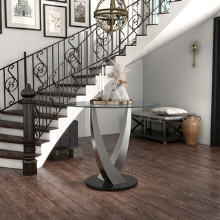 Mauro Contemporary Silver & Black 42-inch Round Dining Table with ...