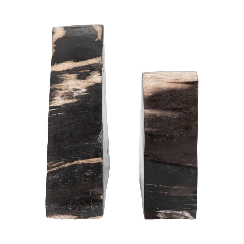 Wooden Triangular Petrified Bookends - Set of 2, Brown, 6" - 6.0 ...
