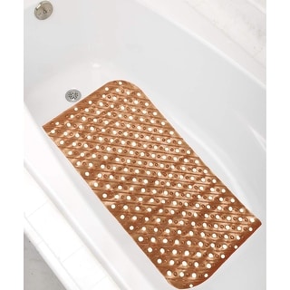 Brown Vinyl Non-Slip Bathtub Shower Mat With Suction Cups - 26.7" x 13. ...