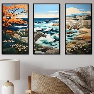 Designart "Wild Beachscape Landscape V" Coastal Coral Under Water ...