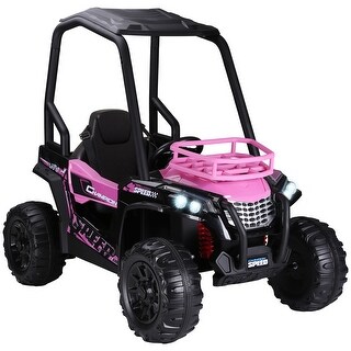 Pink 12V Kids UTV, Electric Ride-On with Music, Remote & Suspension ...