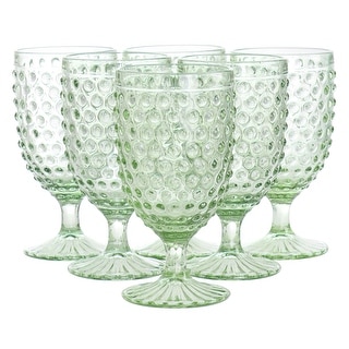 Martha Stewart 6Pc 14.2oz Glass Hobnail Goblet Drinkware Set Green - 3 ...