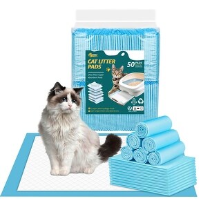 50Pcs Super Absorbent Cat Litter Mat with 6-Layer Leak-Proof Design for ...