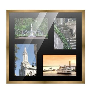 12x12 Gold Wood Collage Frame with a Black Mat for 4x6 Pictures ...