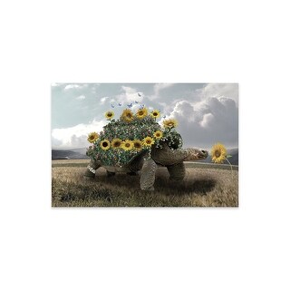 Turtle Sunflower Print On Acrylic Glass by Dmitry Biryukov - Bed Bath ...