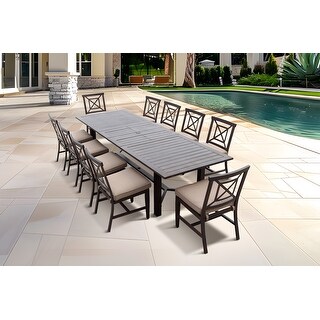11-Piece Aluminum Dining Set with 118 Inch Extension Table - Bed Bath ...