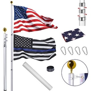 Artpuch Aluminum Telescopic Flag Pole Thick Tube Halyard & Sectional ...