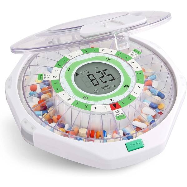 LiveFine 28-Day Automatic Pill Dispenser Frosted Lid with Upgraded LCD ...
