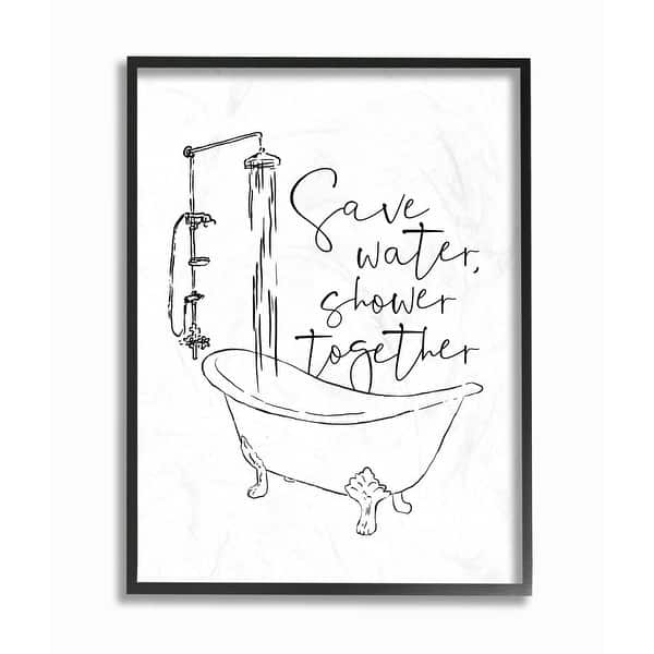 Stupell Shower Together Funny Ink Drawing Bathroom Design Framed Wall