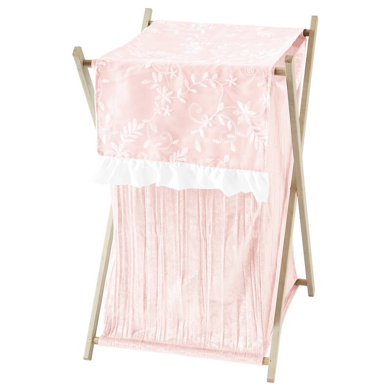 Pink Floral Vintage Lace Laundry Hamper - Blush Crinkle Crushed Velvet ...