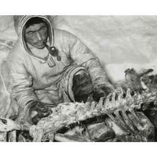 Mid Adult Eskimo Man Holding The Bone Of A Caribou Poster Print Item ...