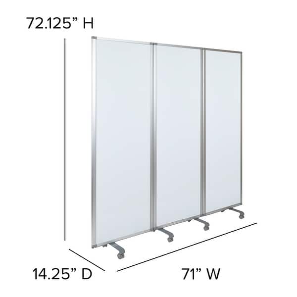Mobile Magnetic Whiteboard 3 Section Partition with Locking Casters, 72 ...