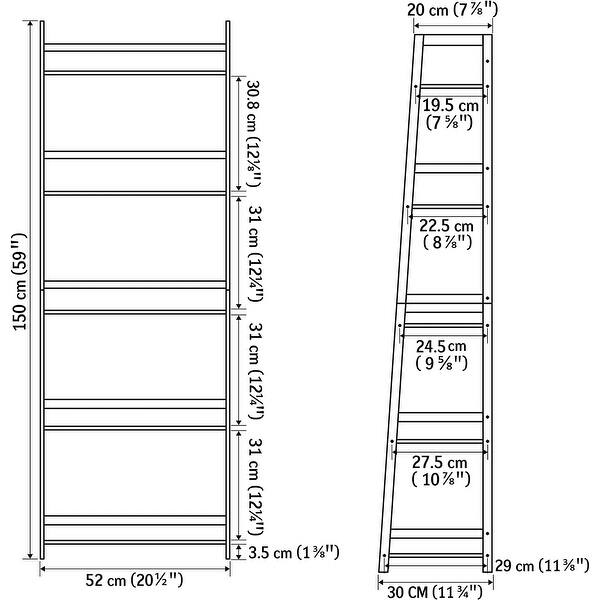 Ladder Shelf, 5 Tier Bamboo Bookshelf, Modern Open Bookcase for Bedroom ...