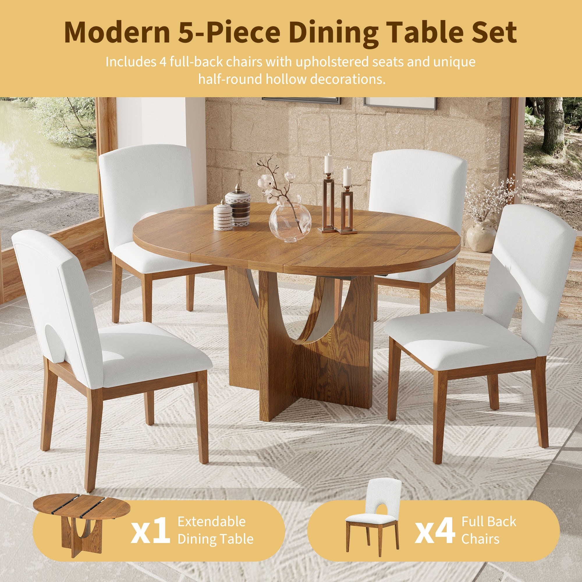 Expandable round dining table modern store