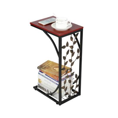 Yaheetech C-shaped Rectangular Side Sofa Table Coffee Tray End Table ...