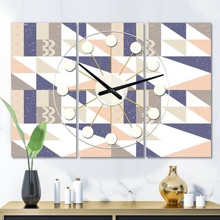 Designart 'Retro Geometric Design X' Oversized Mid-Century wall clock ...