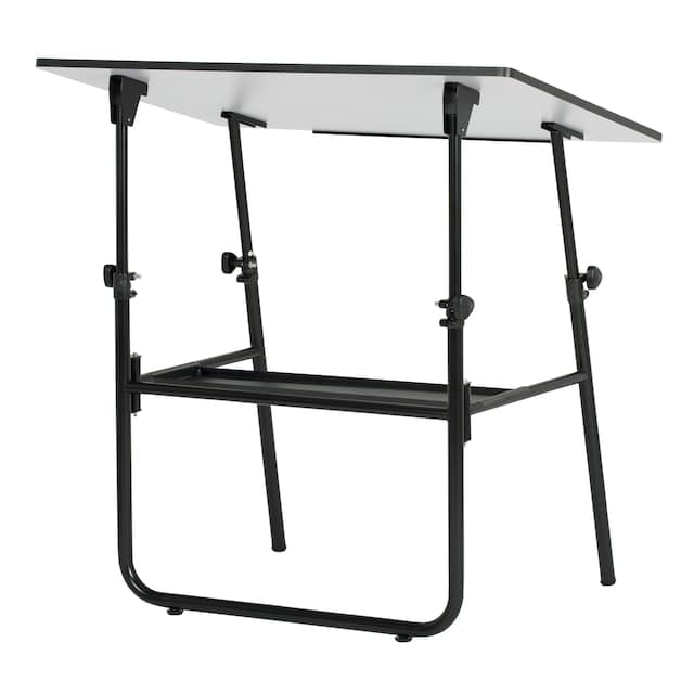 Studio Designs Ultima Wood Top White and Black Folding Drafting Table ...