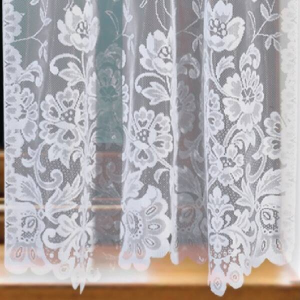 Floral Lace Kitchen Curtain, Cafe Tier, Valance or Swag Curtain - On ...