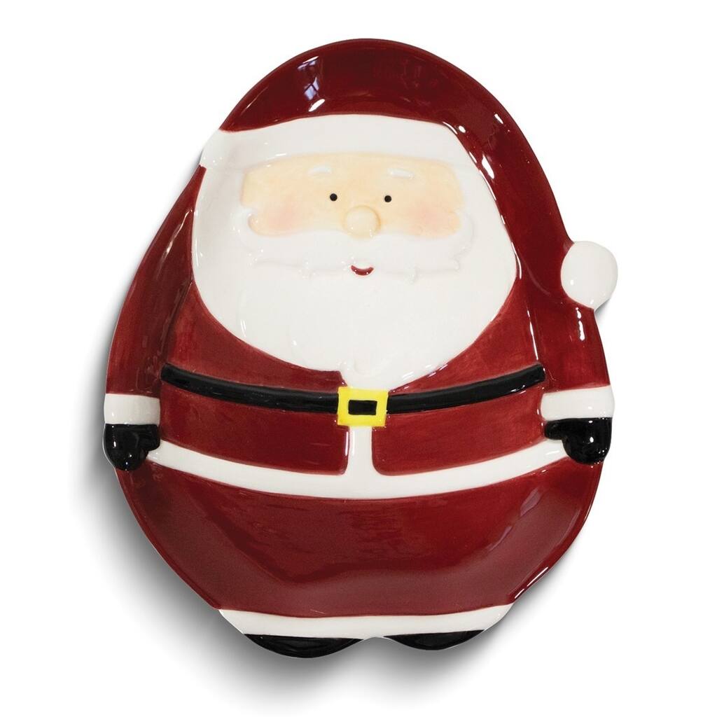 Curata Santa Ceramic Cookie Tray - Overstock - 36207422