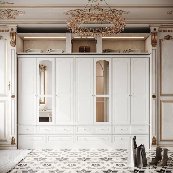 Modular Majesty Double Wardrobe Mirror-Front Storage Closet Armoires ...