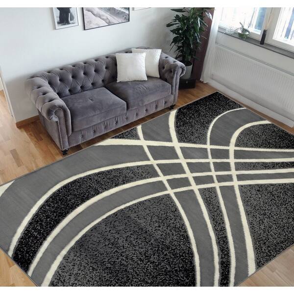 HR Swirls Pattern Rug Geometric Contemporary Carpet shed Free Stain ...