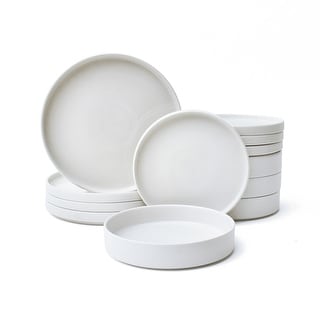 222 Fifth Kaden 12-Piece Stoneware Dinnerware Set with Round Plates and ...