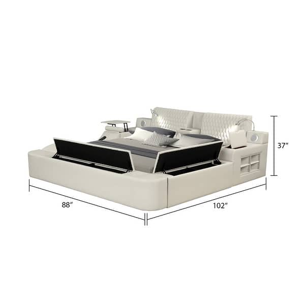 Zoya Modern Style Queen Bed Made with Wood, Built in USB Hookups ...