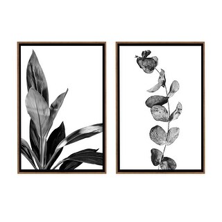 Stratton Home Decor Botanical Leaves Framed Canvas Wall Art - Natural ...