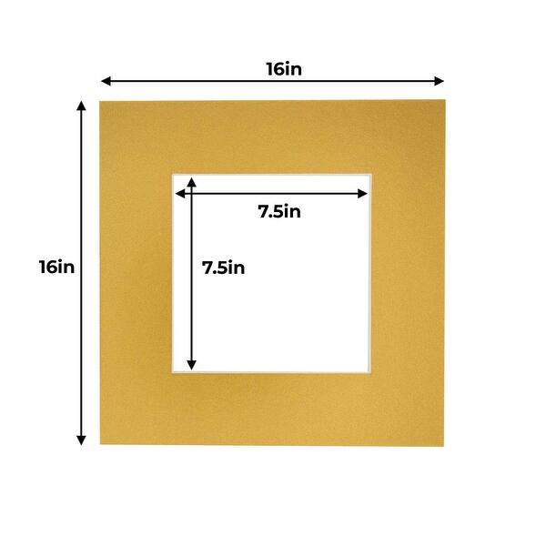 8x8 Mat for 16x16 Frame - Precut Mat Board Acid-Free Metallic Gold 8x8 ...