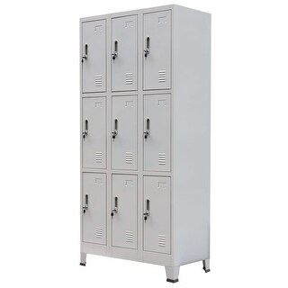 Locker Cabinet with 9 Compartments Steel 35.4"x17.7"x70.9" Gray - Bed ...