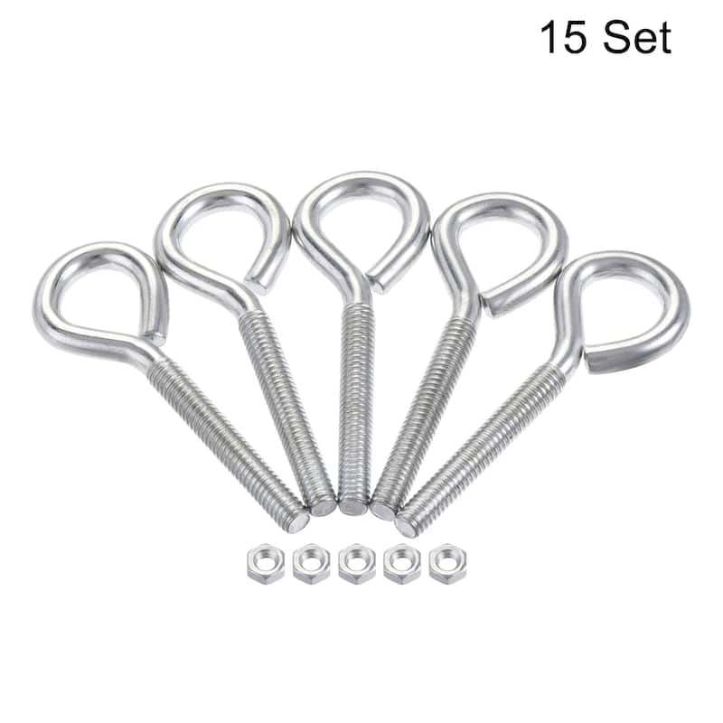 M4x30mm Eye Hooks Screws Bolts Kit 15pcs Hanger Eyelet Hooks Screw w ...