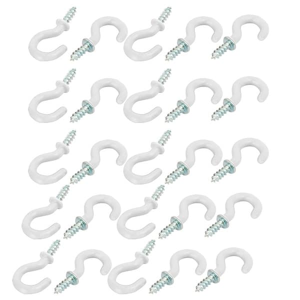 5/8 Inch Coated Screw-in Open Cup Ceiling Hooks Hangers White 25pcs ...
