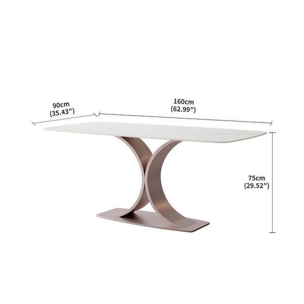 Modern Slate Top Dining Table Rectangle Dinette Table with Carbon Steel ...