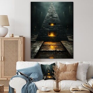 Designart "Pyramid Of The Enigma" Modern Geometric Canvas Prints - Bed ...