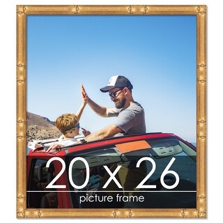 20x26 Frame Gold Bamboo Solid Wood Picture Frame with UV Acrylic, Foam ...