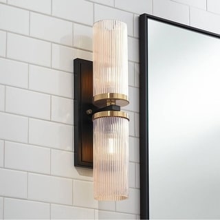 High Black and Warm Brass 2-Light Wall - 4" x 20" - Bed Bath & Beyond ...