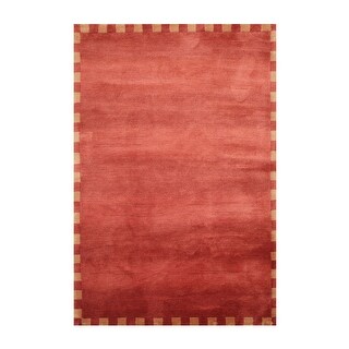 Hand Knotted Tibetan Raspberry,Tan Wool Modern Oriental Area Rug - 4' x ...