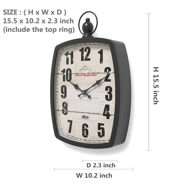 Rectangle Retro Large Wall Clock, Old-Fashioned Vintage Design,Antique ...