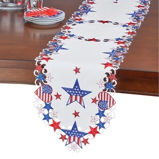 Embroidered Red White and Blue Americana Table Linens - Bed Bath ...