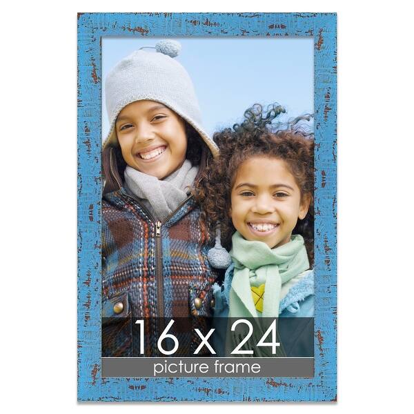 16x24 Shabby Chic / Farmhouse Blue Wood Picture Frame - UV Acrylic ...
