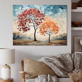 Designart "Muted Tone Maple Trees Collage II" Tree Maple Wall Art - Bed ...