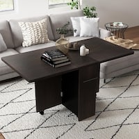 Drop Leaf Dining Table for 6 People with Storage Rack and Wheels - On ...